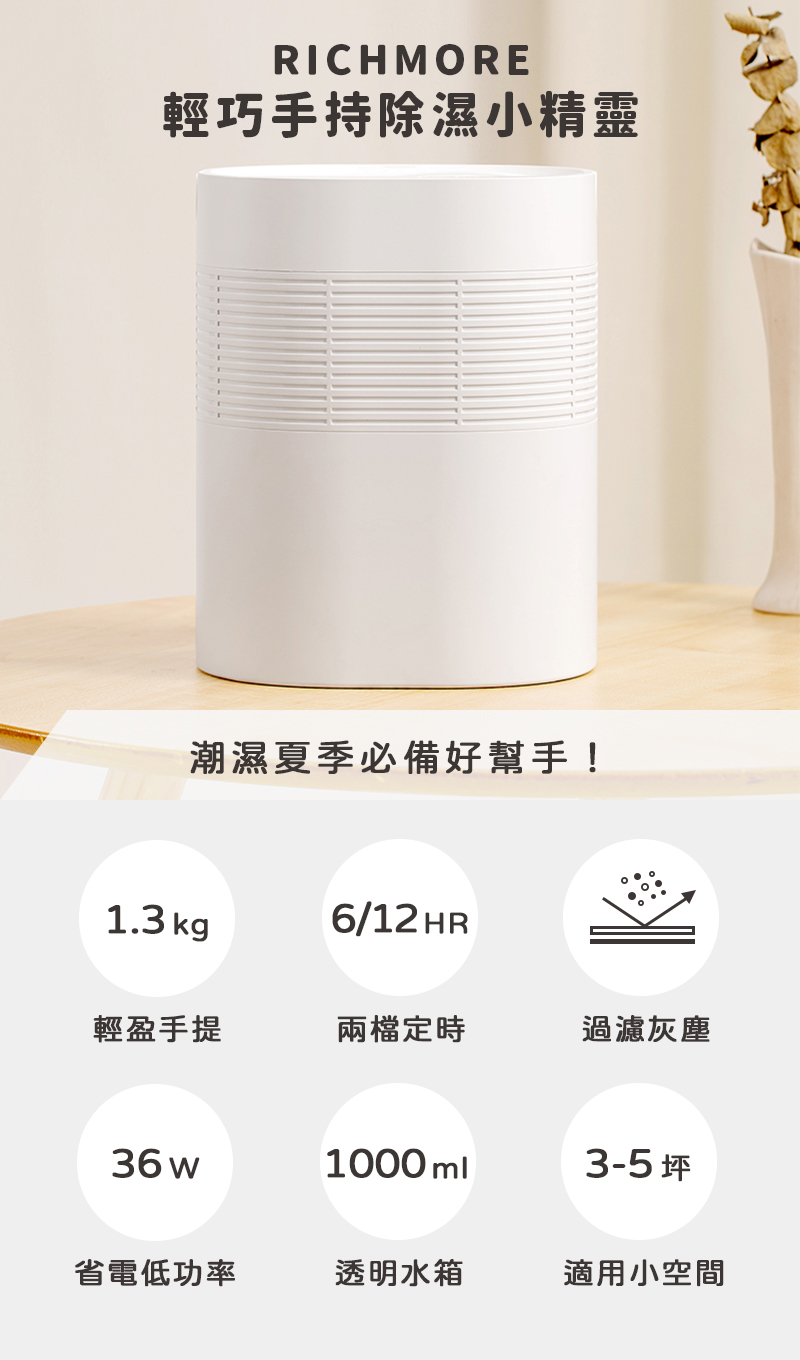 【新品上市】RICHMORE 輕巧手提除濕小精靈 | Richmore潤益好物，用心創造你我生活