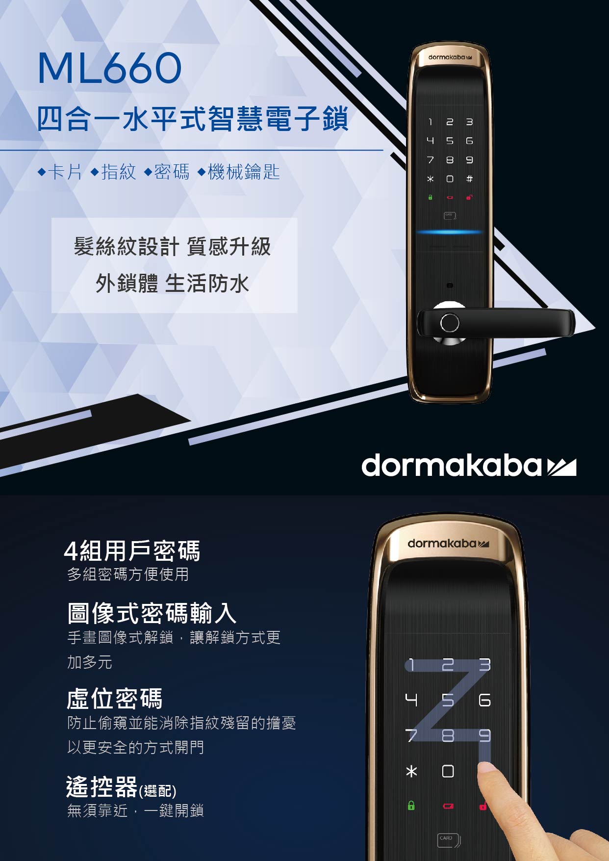 ML660四合一智慧電子鎖 | dormakaba電子鎖台灣通路零售總代理｜德偉國際實業有限公司