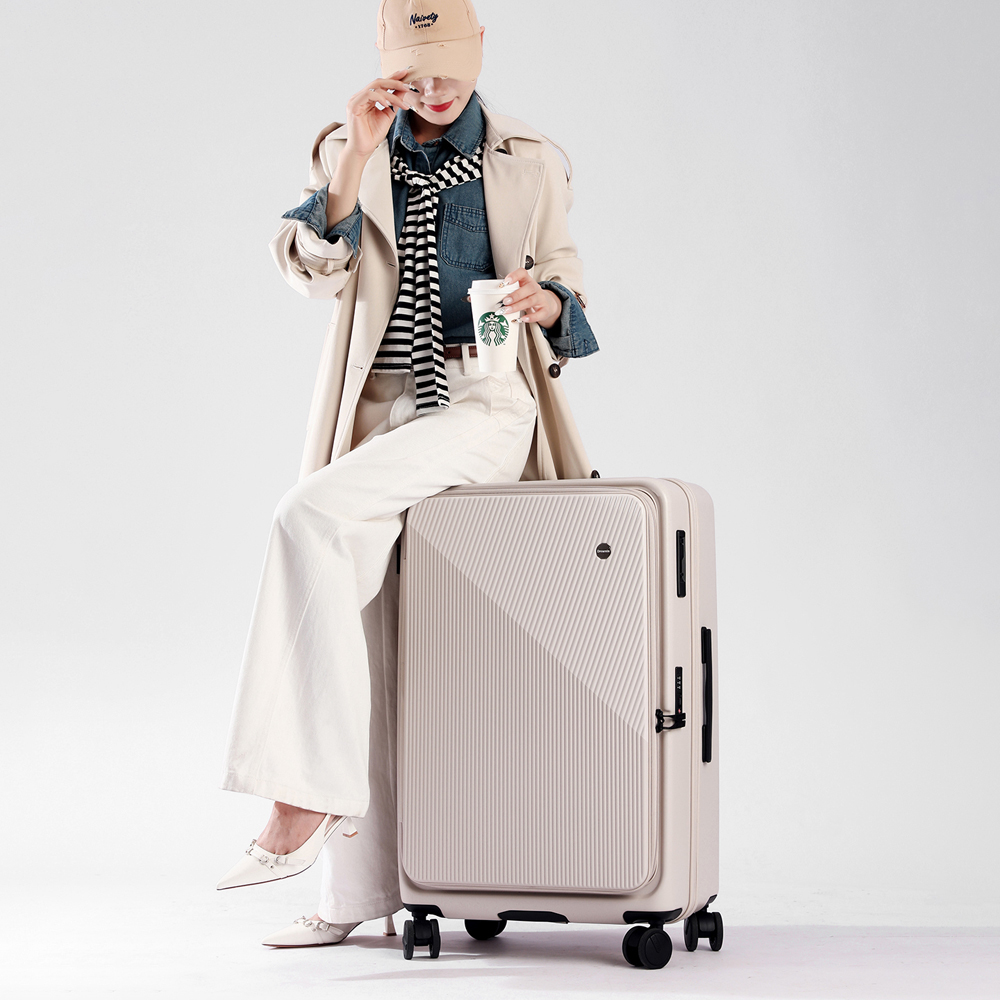 Dreamin Pro 28吋前開式煞車行李箱-燕麥杏 | 日本Hinomoto靜音輪 | 質感燕麥色 | Dreamin | 科技智能行李箱 ...