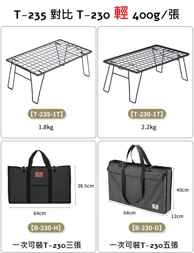 可折疊輕網桌 -【T-235-1T】 | Campingmoon 柯曼