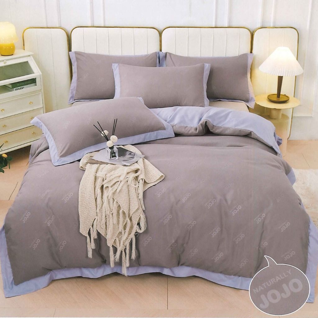 JOJO雙色字樣舒柔棉床包舖棉兩用被組-復古灰 | NATRUALLY JOJO BEDDING 精品寢飾床墊