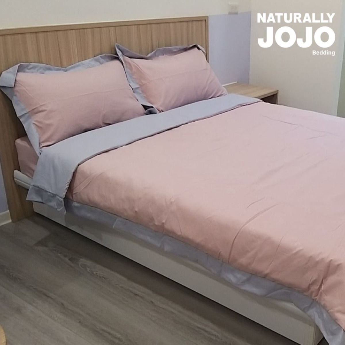 JOJO雙色字樣舒柔棉床包舖棉兩用被組-復古粉 | NATRUALLY JOJO BEDDING 精品寢飾床墊
