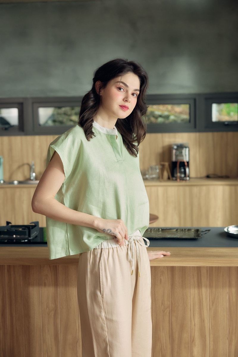 頂級亞麻落肩寬鬆上衣 3色 （現貨） | Nicoco Daily