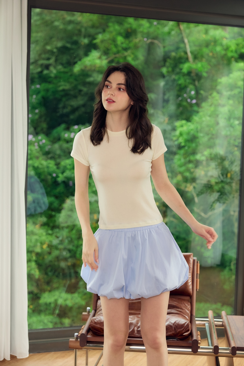 裸膚感天絲醋酸短T 6色 （現貨） | Nicoco Daily
