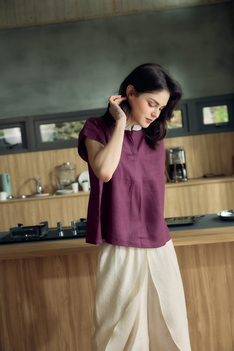 頂級亞麻落肩寬鬆上衣 3色 （現貨） | Nicoco Daily