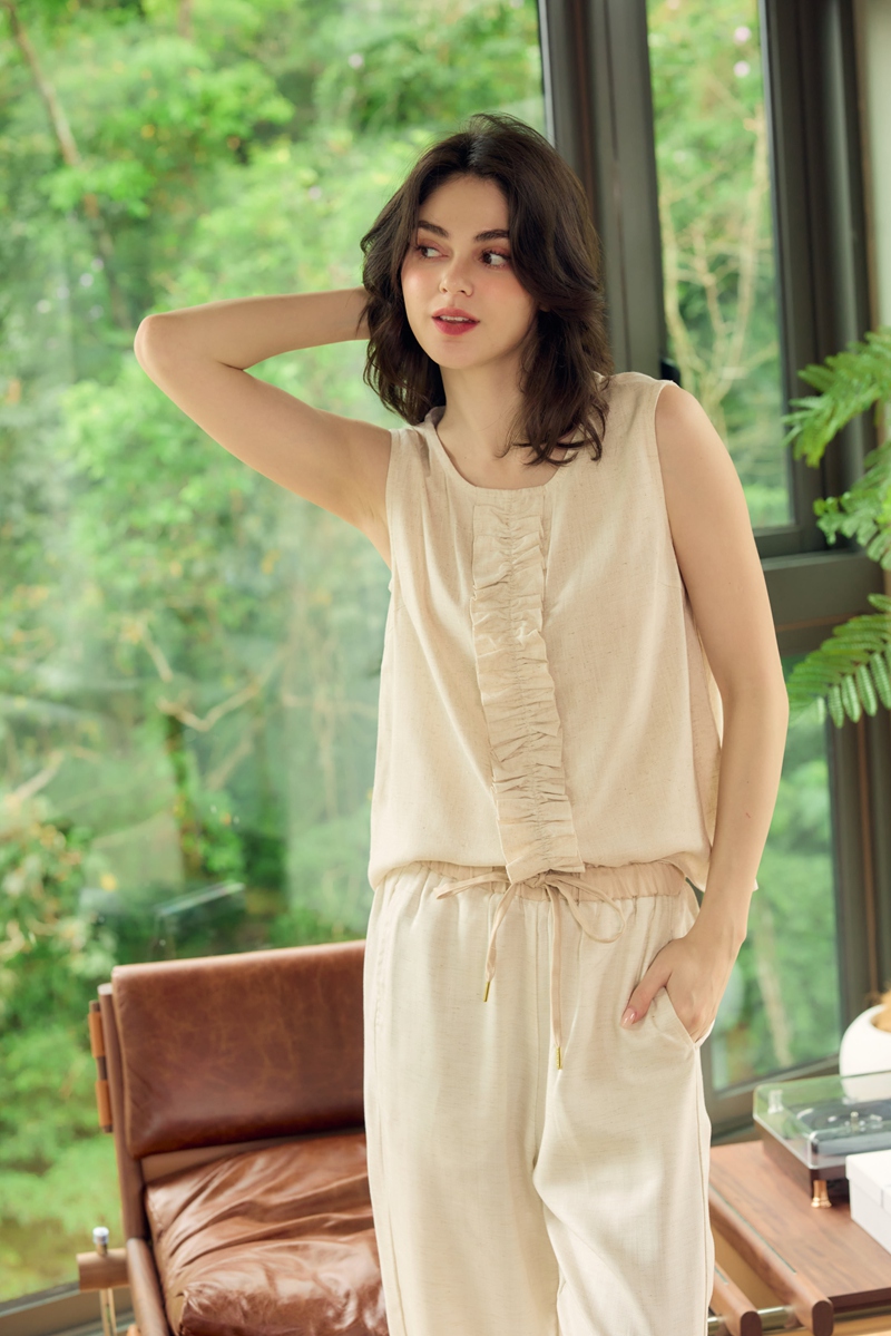 洛伊亞麻天絲鬆緊長褲5色 （現貨） | Nicoco Daily