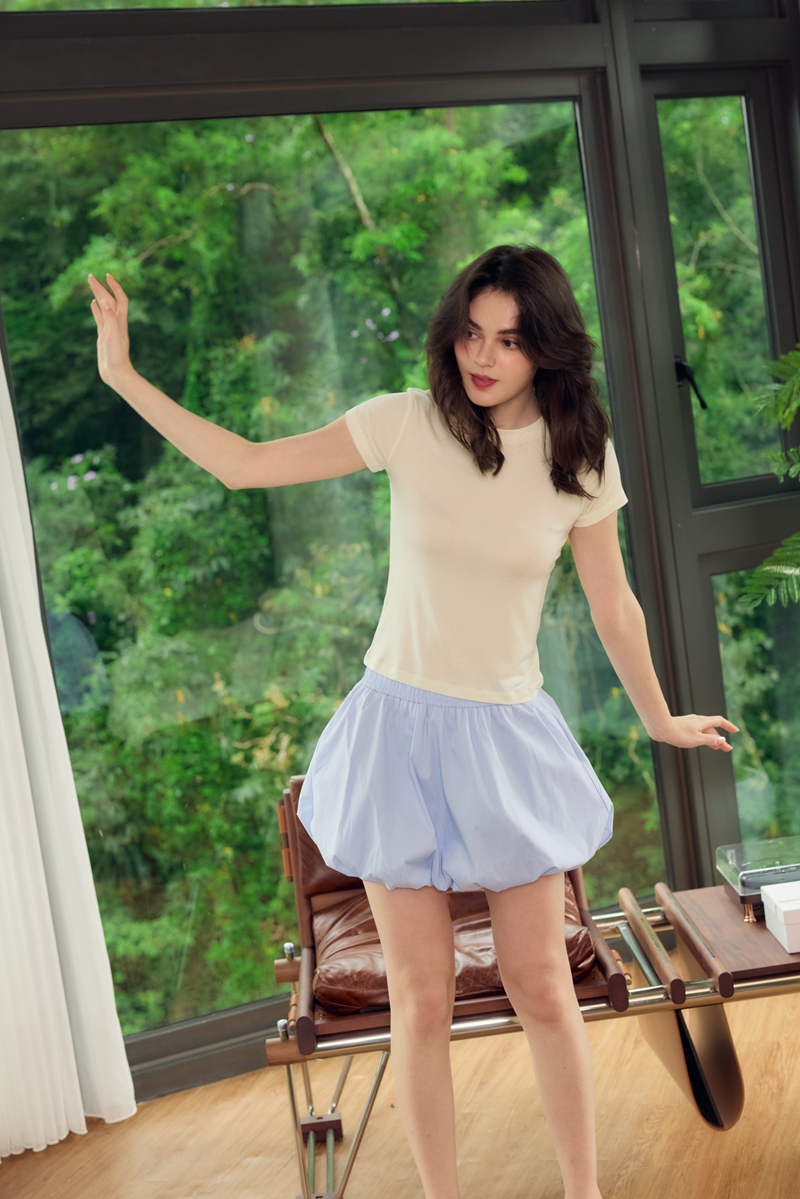 裸膚感天絲醋酸短T 6色 （現貨） | Nicoco Daily