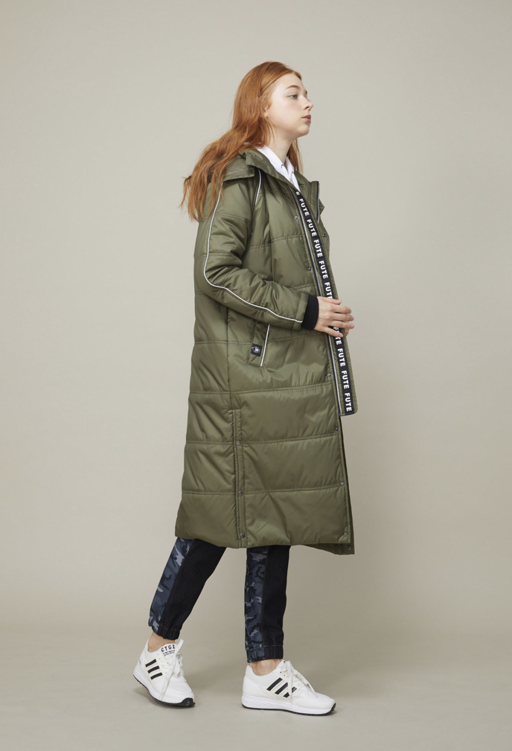 防風防撥水可拆帽鋪棉長版外套 | FUTE Taiwan
